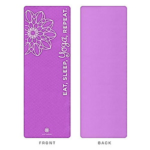 Life Energy 4mm TPE EkoSmart Yoga Mat - Yoga Repeat, Purple