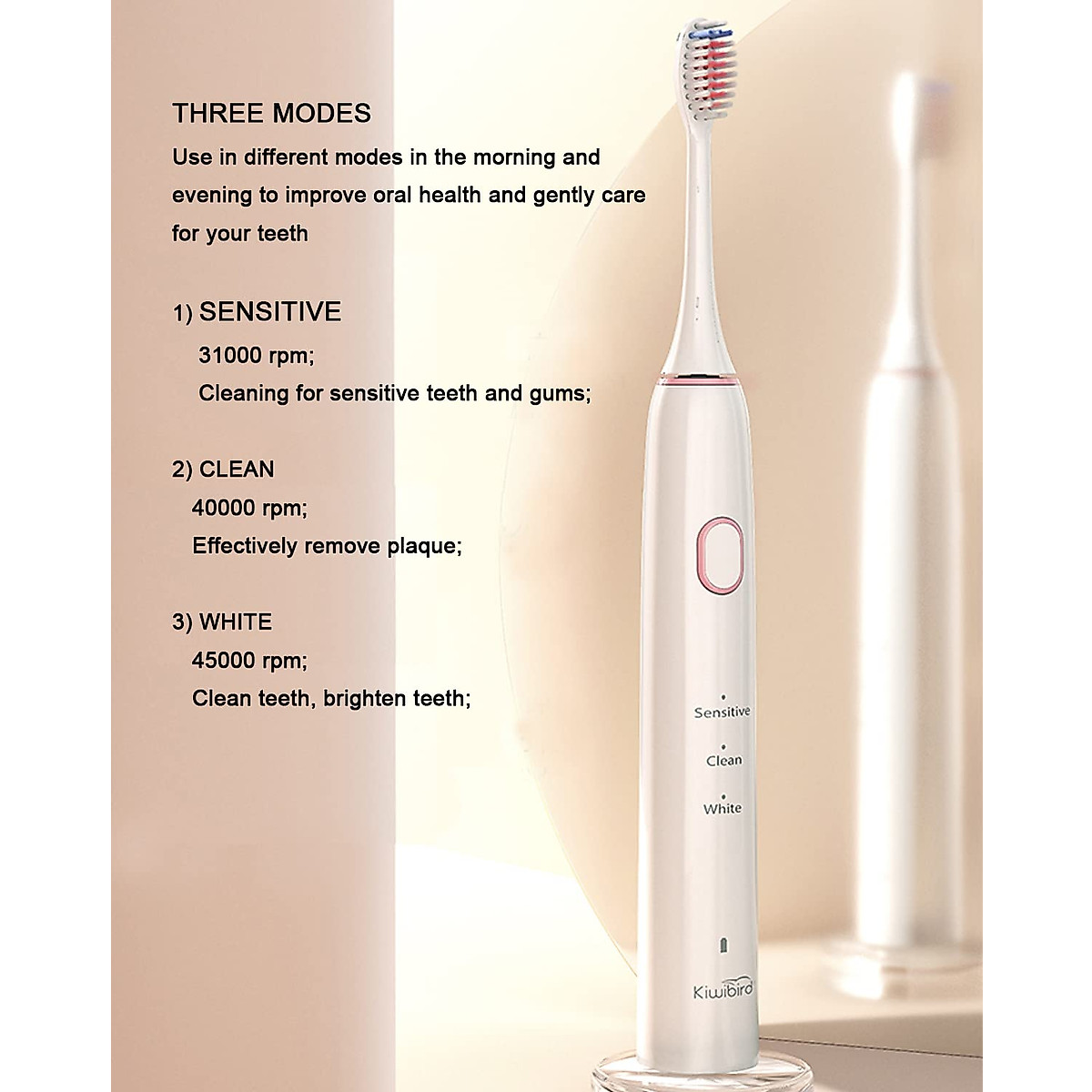 corpereal Portable Rechargeable 3 Mode Sonic Electric Toothbrush
