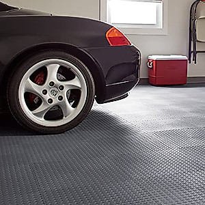 VersaTex Garage Floor 18 x 18 inch Square Rubber Diamond Plate Interlocking Floor Tiles for Home Gym, Garage Flooring, Trade Show Flooring, Basement Tiles, 16 Pack (Gray)