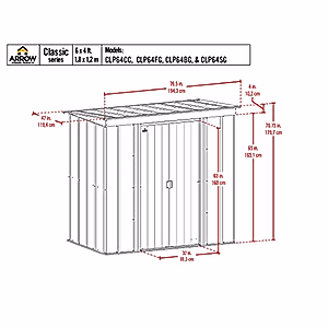 Arrow Classic Steel Storage Shed, 6x4, Sage Green