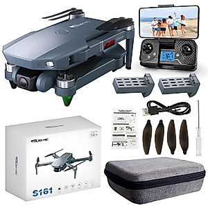 Brushless Motor Drone with Dual Camera Real 1080P WiFi RC Quadcopter Remote Control Airplanes Long Range FPV Plane Gift for Adults Kids Beginner, 2 Batteries 34 Mins Flight Time,Speed Adjustment,Waypoints,Gesture Selfie,Auto Hover