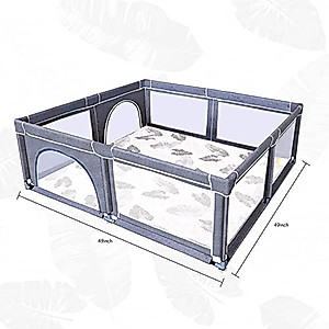 Baby Play Mat,Play Mat for Baby,Foldable Crawling Mat for Floor,Fabric Baby Playpen Mat,Tummy Time Mat for Newborn,Non-Slip Kids Play Mat for Playpen,Play Yard Mat(Leaves-49x49inches)