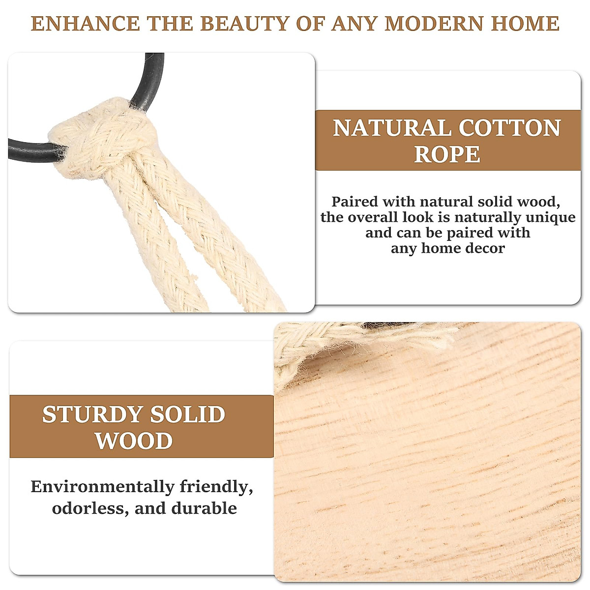 Macrame Wall Hanging Shelves, 3 Tier Hanging Floating Shelves for Wall, Boho Wall Shelves, Wood Hanging Shelves, Macrame Wall Hanging Shelf Tassel with Adjustable Rope, Room Decor for Plants Books