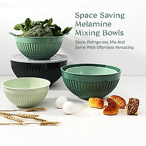 Phantom Chef 5-Piece Nested Melamine Mixing Bowl Set with Lids - 7 to 11 inches