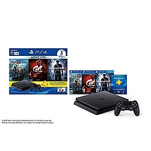PlayStation 4 Slim (1TB) PS4 Hits Console Bundle includes God Of War, GT Sport, Uncharted 4 (Import Version)