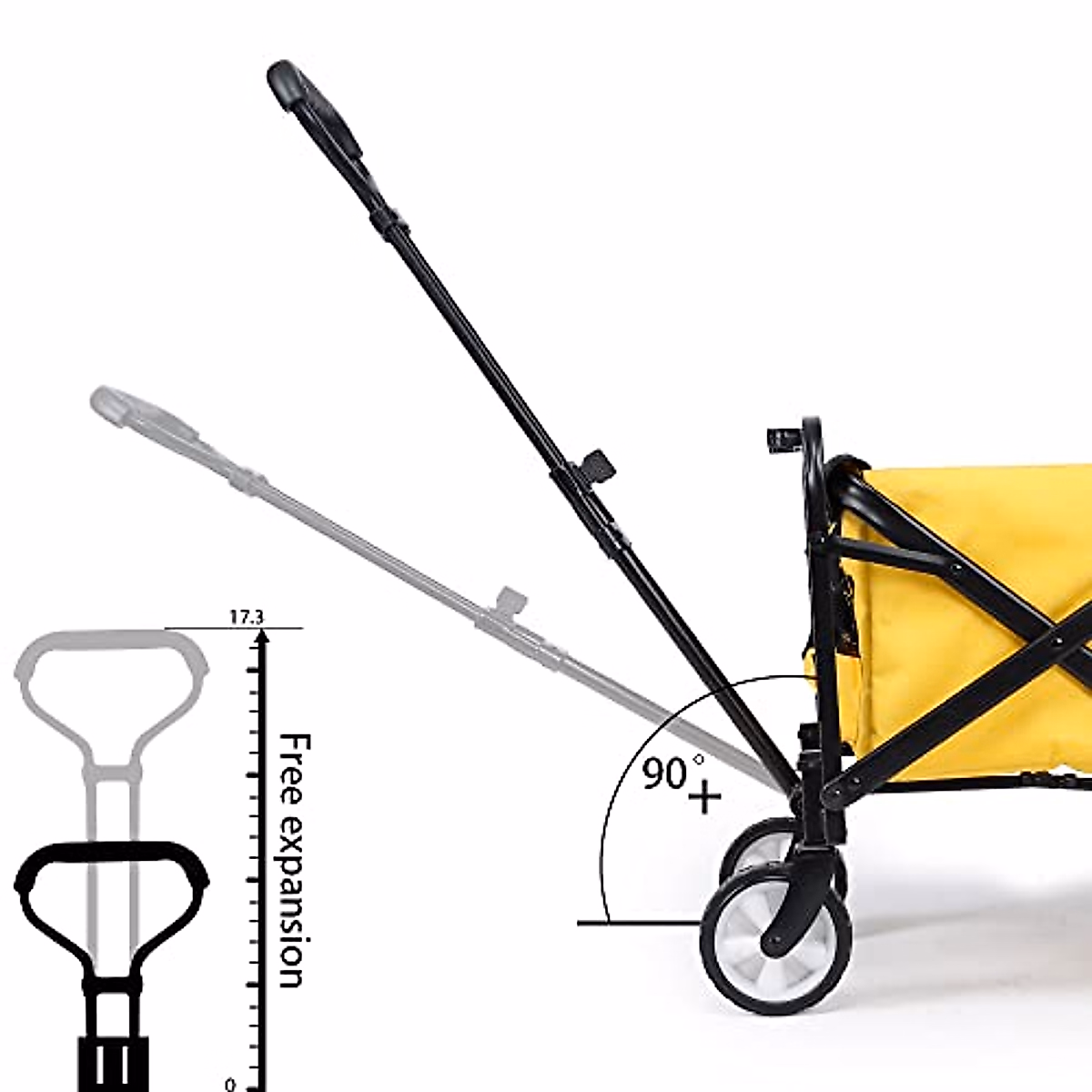 WHITSUNDAY Collapsible Folding Garden Outdoor Park Utility Wagon Picnic Camping Cart,Wagon Cart Heavy Duty Foldable for Picnic Camping Cart with Wheel and Bottle Holders Yellow