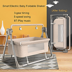 Electric Baby Swing,baby rocker,Rocking Chair Electric Cradle Baby Swing Bed,Adjustable Bedside Cribs,Automatic Rocking Recliner Crib Basket, Baby Safe Bed,Best Baby Bed For Infant Newborn Unisex