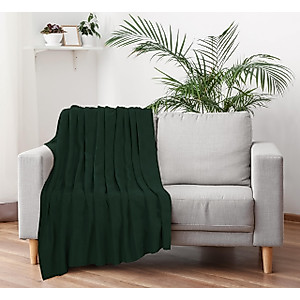 Utopia Bedding Forest Green 100% Cotton Blanket [Throw Size - 60x50 Inch] 350GSM Lightweight, Soft and Breathable Thermal Blanket for All Seasons