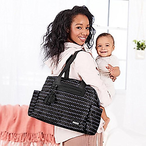 Skip Hop Messenger Diaper Bag with Matching Changing Pad, Riverside Ultra Light, Black Dot