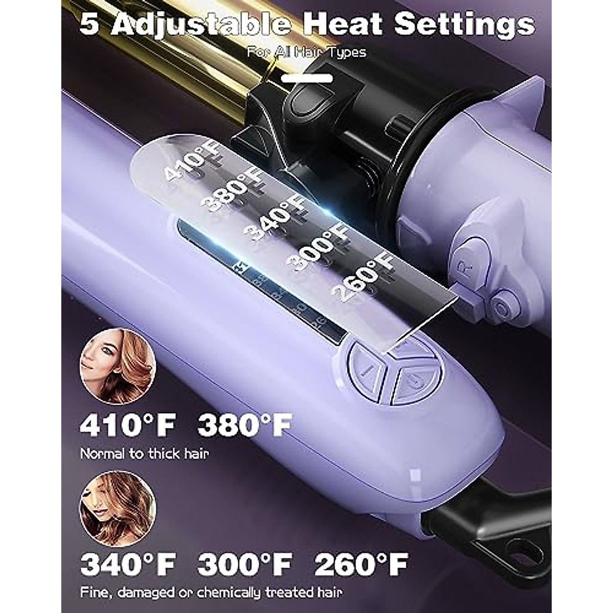 Rotating Curling Iron, Professional 1 Inch Automatic Hair Curler Titanium Auto Hair Curling Iron Self Curling Wand with Long Barrel, 5 Adjustable Temps, 1H Auto Off, Dual Voltage & Anti-Scald