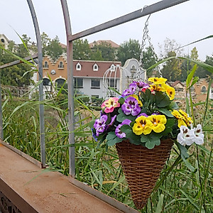 QIANYUN 8 Bundles Fake Flowers Pansy small wild flower daisy Faux Plastic Purple Flowers for Home Wedding Kitchen Garden Table Centerpieces Indoor Outdoor Decor (Purple)