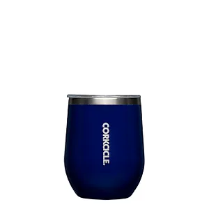 Corkcicle Stemless Insulated Wine Glass Tumbler, Gloss Midnight Blue, 12 oz – Stainless Steel Stemless Wine Glass Keeps Beverages Cold for 6 Hours, Hot for 3 Hours – Non-Slip, Easy-Grip Insulated Cup