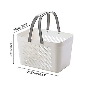 Bath Basket with Handle Tote Storage Organization Hollow Draining Container for Home Bathroom Shampoo Lotion Holder Bath Basket