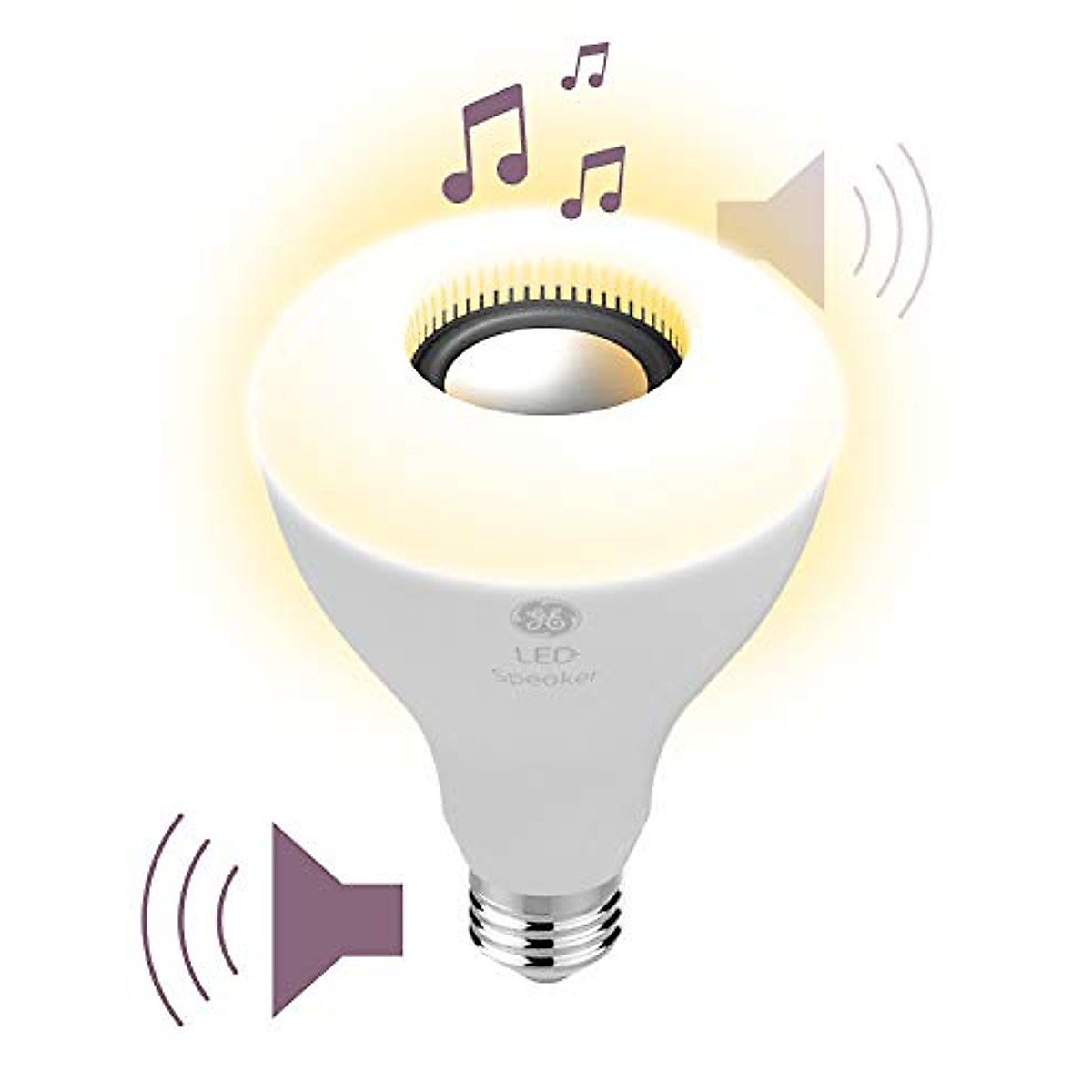GE Lighting LED+ Speaker Indoor Floodlight Bulb, Soft White, Bluetooth Speaker, No App or Wi-Fi Required, Remote Included, BR30 Indoor Floodlight Bulb (1 Pack)