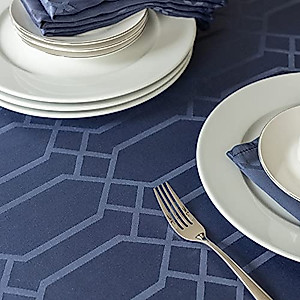 Benson Mills Solid Chagall Spillproof Fabric Table Cloth, for Everyday, Parties, Weddings, & Holiday Tablecloth (60" x 120" Rectangular, Indigo)