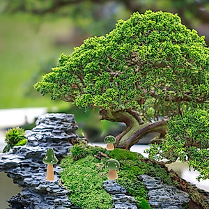 SUPVOX 3pcs Mushrooms Miniature Figurines Mini Wooden Mushrooms Fairy Garden Accessories Flower Pots Micro Landscape Decoration Supplies (Green)