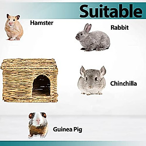 HERCOCCI Extra Large Grass House for Rabbit, Foldable & Comfortable - Small Animal Hut Play Hideaway Bed Hay Mat Chew Toy for Bunny Guinea Pig Hamster Chinchilla (1 Pack)