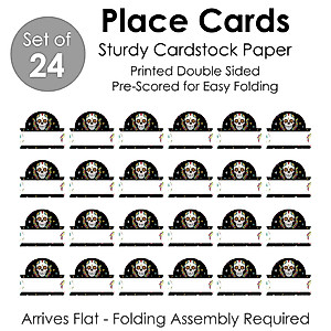 Big Dot of Happiness Day of the Dead - Halloween Sugar Skull Party Tent Buffet Card - Table Setting Name Place Cards - Set of 24