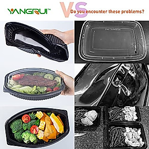 YANGRUI Take Out Containers, Shrink Wrap 40 Pack 32oz Leak Proof Reusable Machine Washable Meal Prep Container BPA Free Microwave Freezer Safe To Go Containers