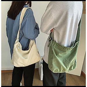 Y2K Aesthetic Canvas Shoulder Bag, Large Capacity Hobo Retro Crossbody Bag, Fairy Grunge Handbag for School (Green)