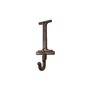 Handcrafted Nautical Decor Rustic Copper Cast Iron Letter I Alphabet Wall Hook 6"