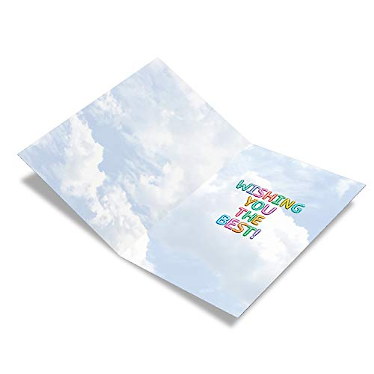 The Best Card Company - Cute Good Luck Card with Envelope - Colorful Sky and Balloons, Kids Greeting (Not 3D or Raised) - Inflated Messages Good Luck C5651SGLG
