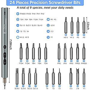Precision Screwdriver Set, 28 in 1 Small Cordless Electronic Rechargeable Torque Power Drill Kit, Portable Automatic Mini Pen Screwdriver w/ 24 Bits Light for Computer Phone Laptop RC Car Toy Repair