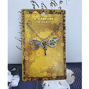 Zed ShadoWw Steampunk Dragonfly Pendant Sweater Necklace with 25”Chain