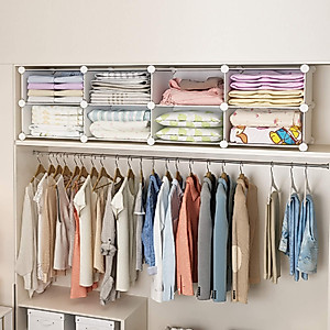 Aeitc Stackable Closet Organizer 6-Shelf Adjustable Space Saver Closet Storage for Folded Clothes and Accessory,White