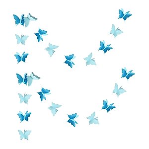 zilue Butterfly Banner Decorative Paper Garland for Wedding Baby Shower Birthday Theme Decor 110 Inches Long Pack of 2 Pieces Blue