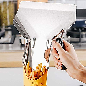 MIZORLIE Popcorn Scoop-Stainless Steel Popcorn Scoop,Easy Fill Tool for Bags & Boxes, Great Utility Serving Scooper for Snacks, Desserts, Ice,French Fry Scoop