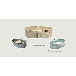 AIDENTITY Multifunctional Baby Bassinet and Changing Basket. Handmade Cotton, 5cm Mattress, Waterproof Cover. Lightweight, Foldable 4easy Travel, Must-Have for on-The-go Newborn Parents! (Beige)