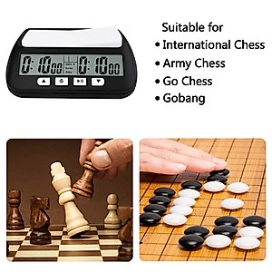 MOSTRUST Chess Clock Digital Chess Timer Professional for Board Games with Alarm, 3-in-1 Multifunction Portable Chess Clock, 2 AA Battery Included (Black)