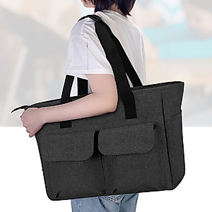 CURMIO Teacher Tote Bag for Women, Large Work Bag with Laptop Compartment for 15.6" Laptop, Black (Bag Only)