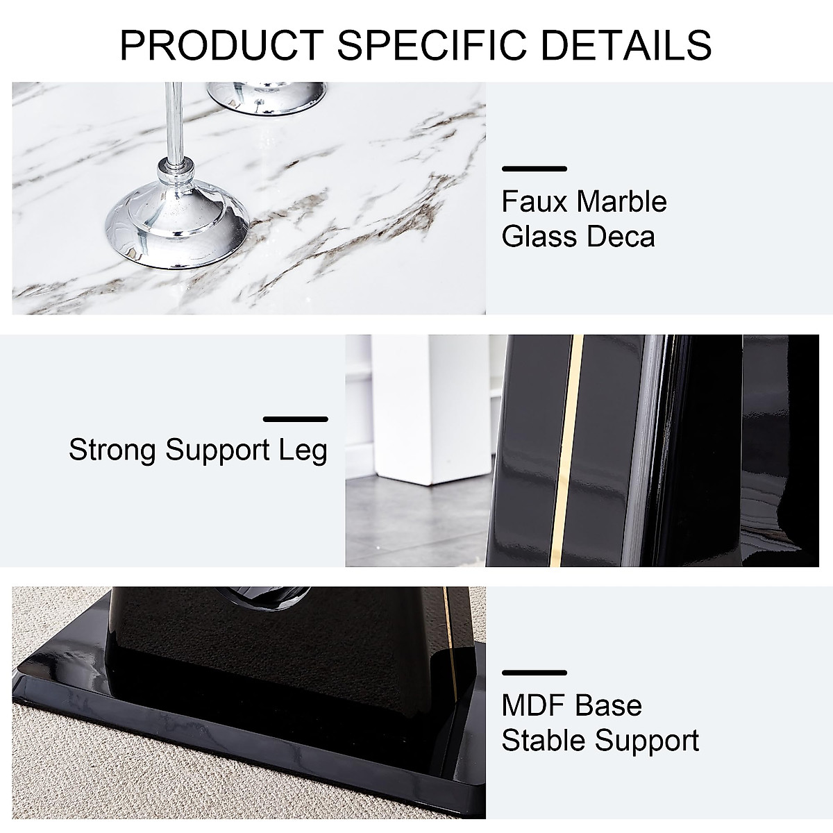 Pvillez Dining Table, Dining Table Set for 4 6, Faux Marble Tabletop Kitchen Dining Room Table Set with Dining Chairs Dinner Table U-Shaped (Table4+6pcs Gray Chair)