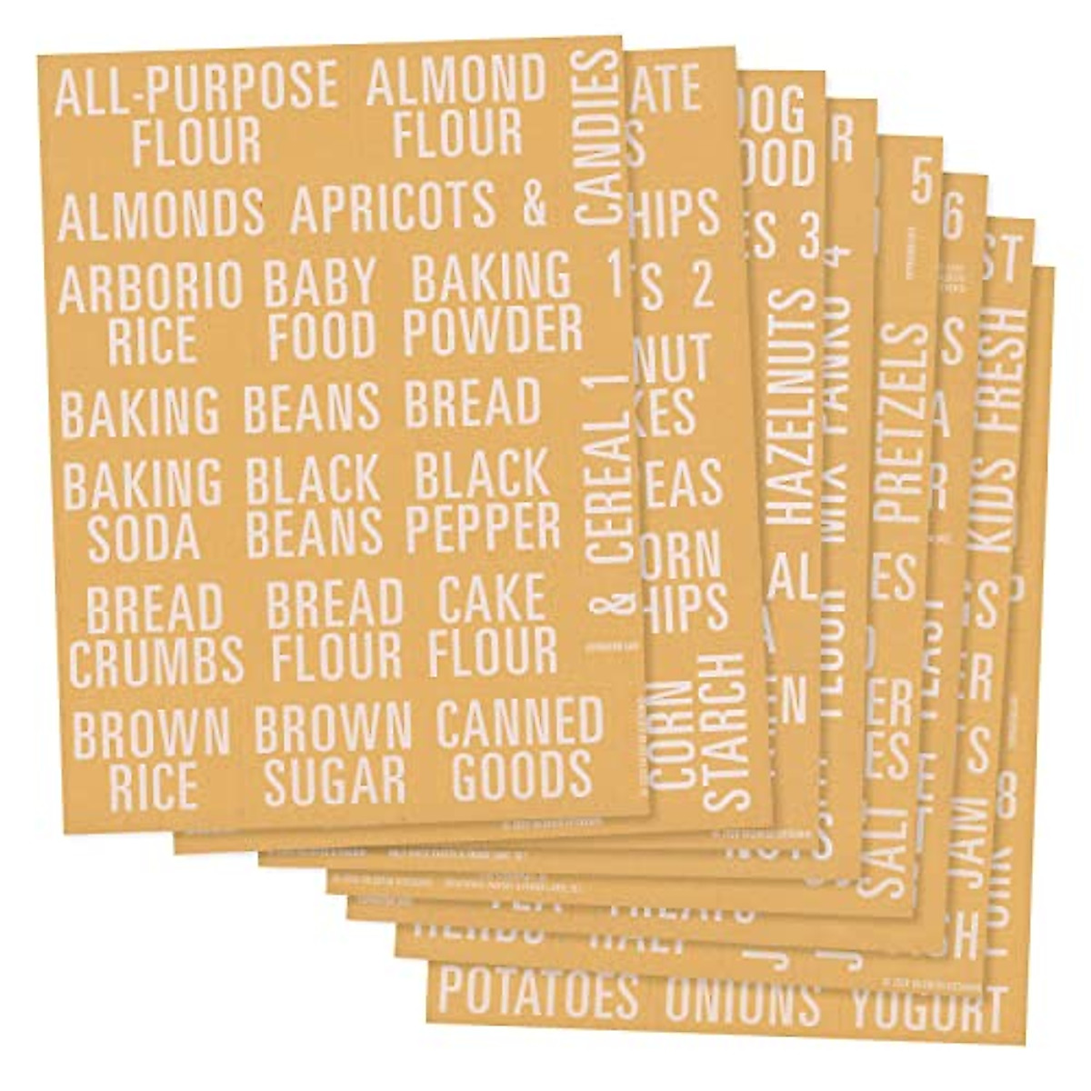 Talented Kitchen 224 White Pantry Labels & Fridge – All Caps Kitchen Pantry Names & Fridge – Food Label Sticker, Water Resistant Pantry Labels for Containers Jar Labels Pantry Organization and Storage