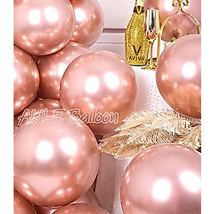 AULE Party Balloons 50 Pcs 12 inch Rose Gold Metallic Chrome Helium Shiny Latex Thicken Balloon Perfect Decoration for Wedding Birthday Baby Shower Graduation Christmas Carnival