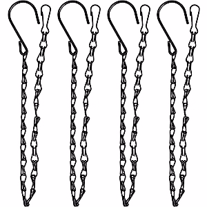 XDW-GIFTS 4 Pack 25.5 Inch Hanging Chain with Hooks for Hanging Bird Feeders, Birdbaths, Planters, Lanterns, Wind Chimes, Baskets, Billboards, Decorative Ornaments, Outdoor Indoor Use (Black)