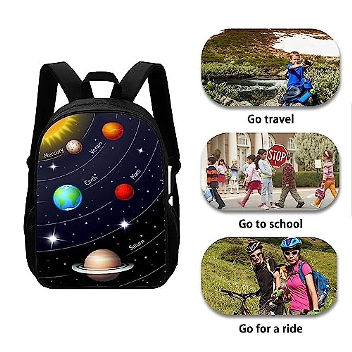 Mumeson Space Planet Backpack Daily Casual Backpacks Satchel for Travel School Large 17 Inches Rucksack Daypack for Girls Boys Backpack with Lunch Bag Messenger Tote Bag Pencil Bag 3 Pack