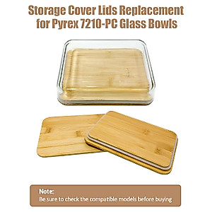 Wooden Food Storage Lids for Pyrex 7210-PC 3-Cup Rectangular Storage Cover Lids Replacement for Pyrex Container 7210-PC Glass Bowls -2 Pack (Container not Included)