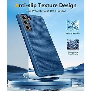 JXVM for Samsung Galaxy S21 FE Case: Dual Layer Protective Heavy Duty Cell Phone Cover Shockproof Rugged with Non Slip Textured Back - Military Protection Bumper Tough - 6.4inch (Blue Navy)
