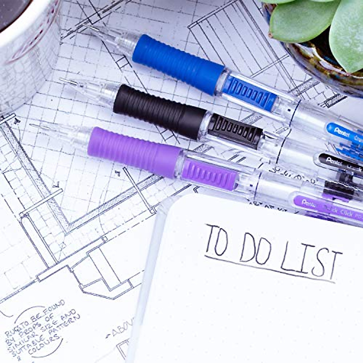 Pentel QUICK CLICK Mechanical Pencil (0.5mm), Blue Barrel, Box of 12 Pencils (PD215C)