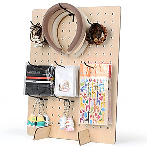 Wooden Pegboard Display Stand Retail Rack - Necklace Holder Earring Display Stands for Selling and Craft Shows - Jewelry, Pin, Stickers & Keychain Peg Board, 17" x 13"