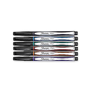 Sharpie 1751690 Plastic Point Stick Permanent Water Resistant Pen Assorted Fine 6/Pack