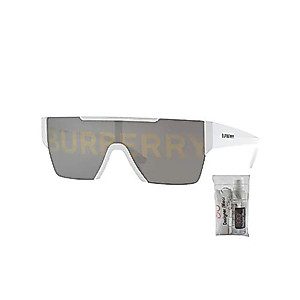 BE4291 3007/H 38MM White/Grey Tam Burberry Silver/Gold Rectangle Sunglasses for Men + BUNDLE With Designer iWear Complimentary Eyewear Kit