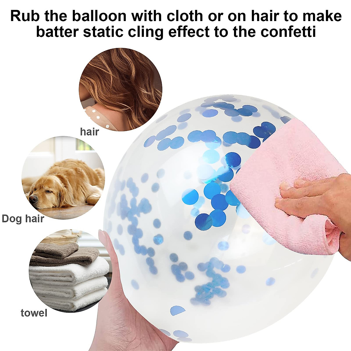 Blue Confetti Latex Balloons, 50pcs 10 Inch Latex Party Balloons with Blue Confetti for Party Decorations, Wedding & Bridal,Baby Shower (Confetti blue)