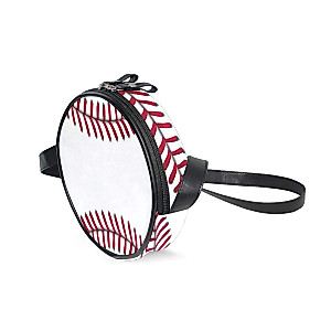 Women Round Crossbody Bag Baseball Sports Ball Small Circle Bag Handbag