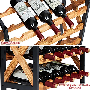 25 Bottle Wine Rack Freestanding Floor Rustic Wine Holder Stand 5 Tier Wobble-Free Tall Wine Racks Wine Large Display Storage Shelf for Cellar Kitchen 21.6''L x 10.6''W x 31.8''H