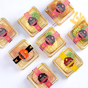 50 Pcs 3.5 Inch Mini Cake Box, Clear Plastic Mini Cupcake Box Muffins Box Cookies Dome Box Mooncake Box Small Single Muffin Dessert Containers Holder Wedding Birthday Gift Box Bonus 50 Pcs Stickers