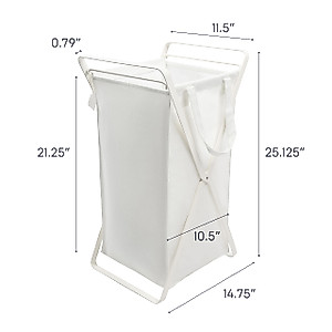 Yamazaki Home Laundry Hamper Clothes Basket Liner | Steel + Cotton, Medium, White